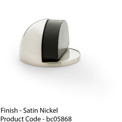 Rubber Tip Floor Mounted Oval Doorstop 44 x 28mm Satin Nickel Half Moon ...