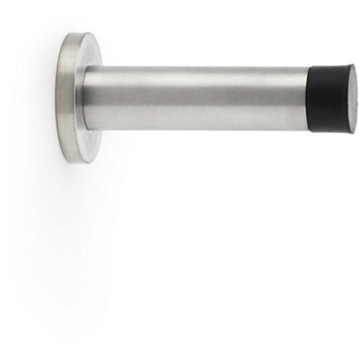 Rubber Tip Smooth Wall Mounted Doorstop - Satin Steel 75mm Cylinder ...