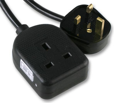 Rubberised Plastic High Impact 1 Gang Extension Lead, Black, 15m