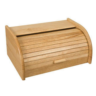Rubberwood Roll Top Bread Bin One Colour (One Size)