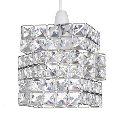 Rubiks Cube Effect Sparkly Beaded Chrome Easy Fit Ceiling Pendant Light ...