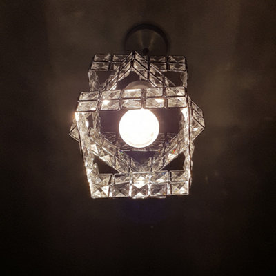Rubiks Cube Effect Sparkly Beaded Chrome Easy Fit Ceiling Pendant Light ...