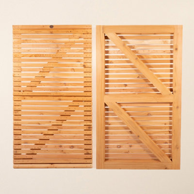 Ruby Cedar Slatted Gate Ruby Single Modern Wooden Gate for Gardens & Pathways 1.8m Wide x 2.1m ...