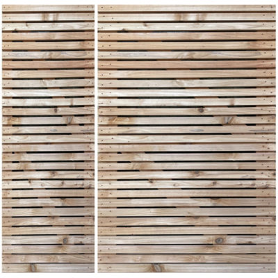 Ruby Cedar Slatted Gates 3/4 1/4 Modern Wooden Entry Gate Pair 2.7m ...
