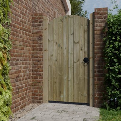 Ruby Curved Tongue & Groove Gate 1.5m Ruby Instow Treated Wooden Side ...
