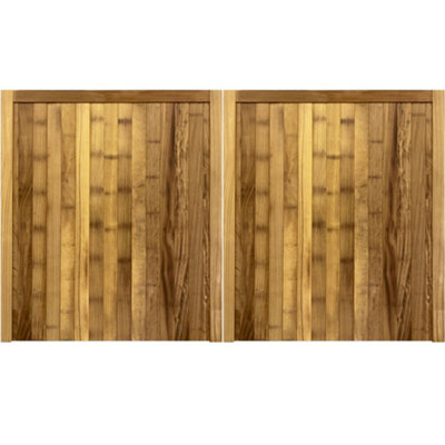 Ruby Iroko Croyde Entrance Gates Pair Durable Mortise & Tenon Wooden ...