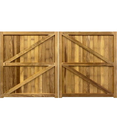 Ruby Iroko Croyde Entrance Gates Pair Durable Mortise & Tenon Wooden ...