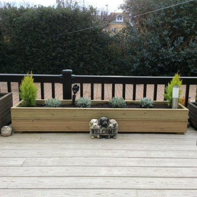 Ruby Large Wooden Decking Planter Ruby Treated Garden Planter Large Planter Box 1.5m Long x 0.8m ...
