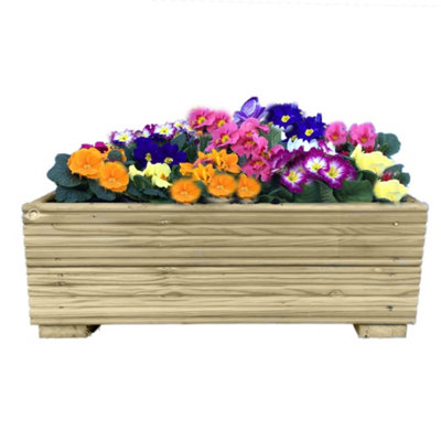 Ruby Lightweight Wooden Decking Planter Portable Outdoor Garden Planter Box 1.5m Long x 0.4m ...