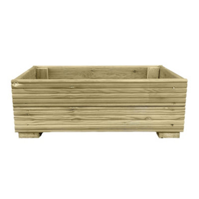 Ruby Lightweight Wooden Decking Planter Portable Outdoor Garden Planter Box 1.5m Long x 0.4m ...