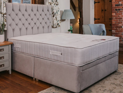 Ruby Memory Foam Orthopaedic Sprung Divan Bed Set 2FT6 Small Single 2 Drawers Side - Plush Light ...