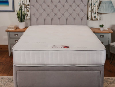 Ruby Memory Foam Orthopaedic Sprung Divan Bed Set 2FT6 Small Single 2 Drawers Side - Plush Light ...
