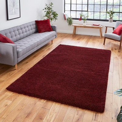 Ruby Plain Shaggy Modern Plain Easy to Clean Rug Soft For Dining Room ...