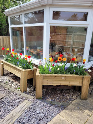 Ruby Premium Raised Planter Ruby Elevated Wooden Garden Box for Flowers ...