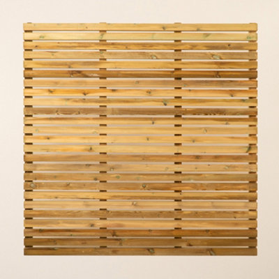 Ruby Treated PSE Horizontal Slatted Panel Wooden Timber Privacy Screen 100mm Wide x 1800mm High ...
