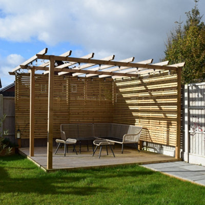 Ruby Treated PSE Horizontal Slatted Panel Wooden Timber Privacy Screen ...