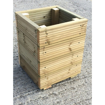 Ruby Treated Square Decking Planter Ruby Durable Wooden Garden Plant Box 0.6m x 2 Boards