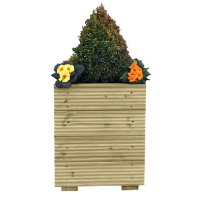 RUBY TREATED SQUARE DECKING PLANTER RUBY DURABLE WOODEN GARDEN PLANT ...
