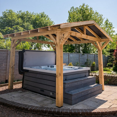 Ruby Wooden Gazebo Kit with Overhang Ruby Treated Featheredge Apex Roof ...