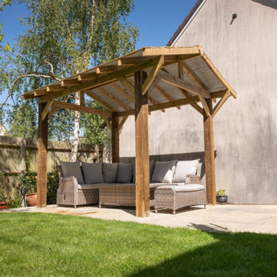 Ruby Wooden Gazebo Kit with Overhang Ruby Treated Featheredge Apex Roof ...