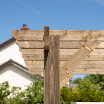 Ruby Wooden Pergola Kit Flat & Open Roof Ruby Stylish Timber Garden Structure 2.1m Long (Back To ...
