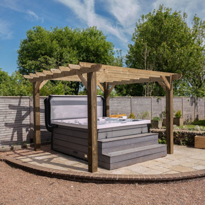Ruby Wooden Pergola Kit Flat & Open Roof Ruby Stylish Timber Garden ...