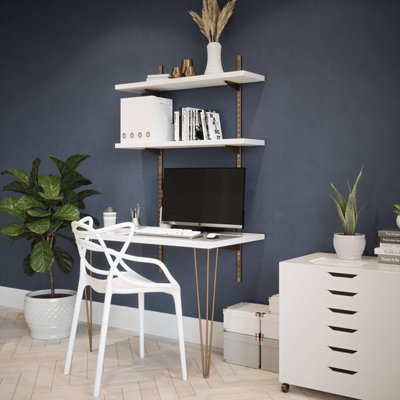 Ruckley Wall Mounted Desk with Adjustable Shelves