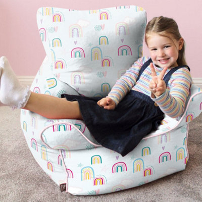rucomfy Indoor Rainbow And Sky Kids Bean Bag Chair - Soft Comfortable Seat