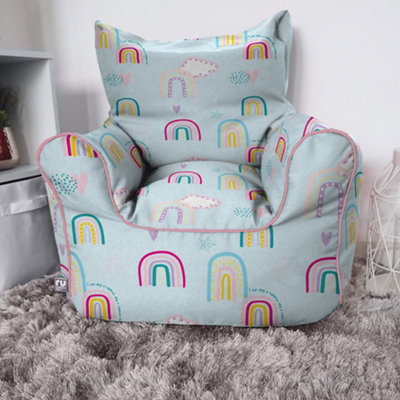 rucomfy Indoor Rainbow And Sky Kids Bean Bag Chair - Soft Comfortable Seat