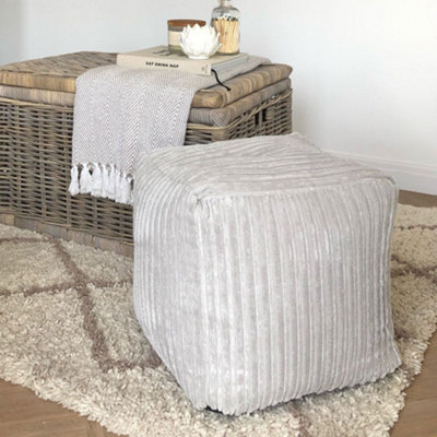 rucomfy Jumbo Cord Cube Beanbag - Platinum