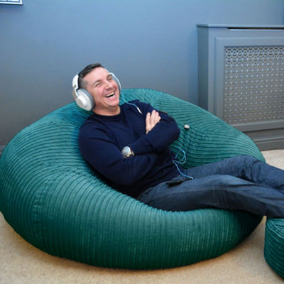 rucomfy Jumbo Cord Teal Goliath - Giant Indoor Bean Bag Chair for Adults