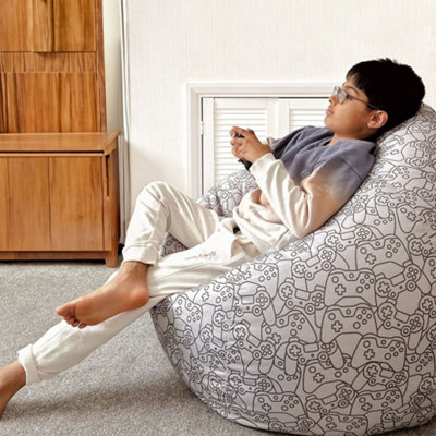 rucomfy Printed Indoor Gaming Slouchbag Beanbag - Grey