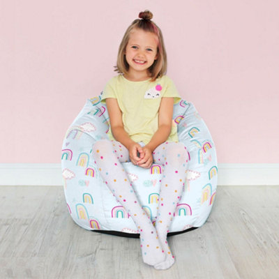 rucomfy Rainbow And Sky Print Kids Bean Bag Chair - Comfortable Indoor ...