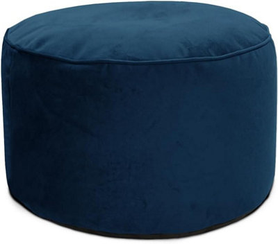 rucomfy Velvet Peacock Blue Pouffe - Indoor Bean Bag Footstool