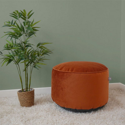 rucomfy Velvet Rust Pouffe - Indoor Bean Bag Footstool