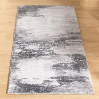 Rug Abstract Area Carpet Modern Rugs Geometric, Grey - 50 x 120cm
