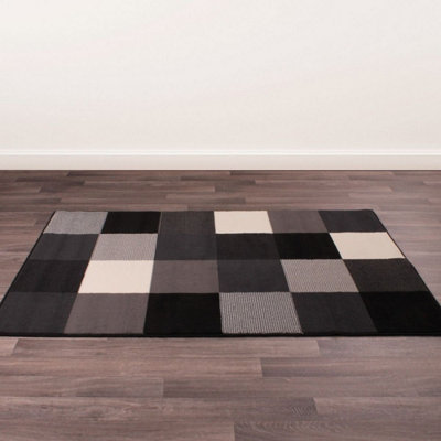 Rug Modern Poly Pixels Black Polypropylene for Livingroom, Bedroom ...