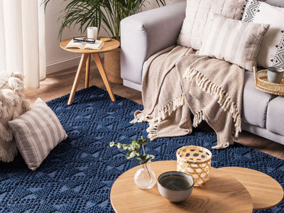 Rug SAVRAN Navy Blue 140 x 200 cm Wool
