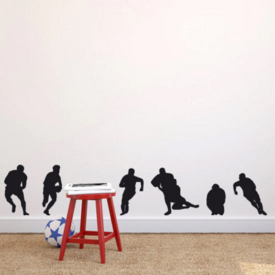 Rugby Wall Sticker Colour in Black | DIY at B&Q