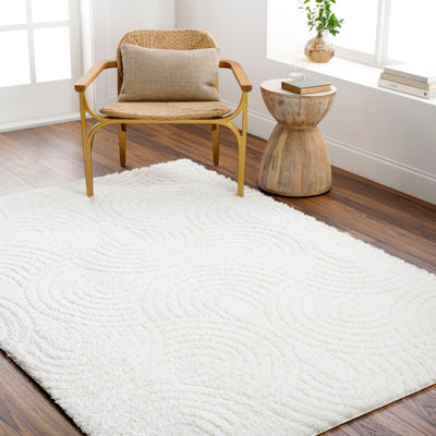 RUNA Shaggy Modern Plush Pile Light Beige/Ivory Area Rug 200 x 275 cm