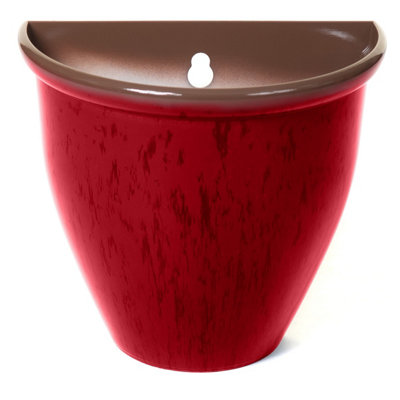 Running Glaze Wall Pot Outdoor Planter - Red