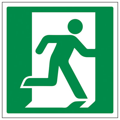 Running Man RIGHT Fire Exit Logo Sign - Rigid Plastic - 100x100mm (x3 ...