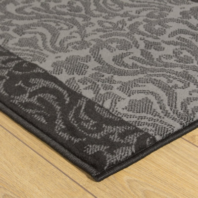 runrug Carpet Runner - Long Hallway Runner - 180cm x 70cm - Baroque, Black
