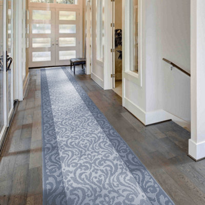 runrug Carpet Runner Long Hallway Runner 210cm x 70cm Baroque Light Grey