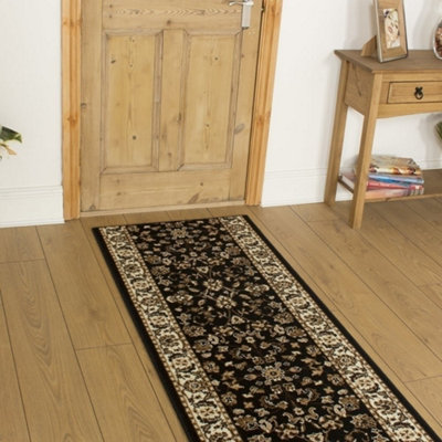 runrug Carpet Runner - Long Hallway Runner - 210cm x 70cm - Persian, Black
