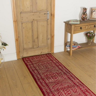 runrug Carpet Runner - Long Hallway Runner - 300cm x 60cm - Afrikans, Red