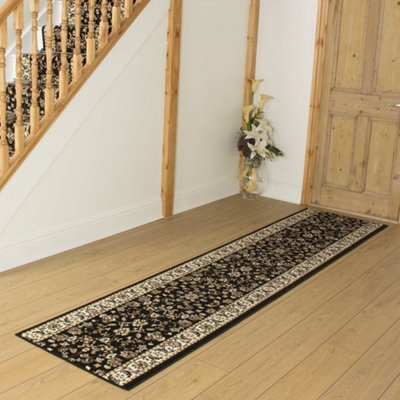 runrug Carpet Runner - Long Hallway Runner - 300cm x 70cm - Persian, Black