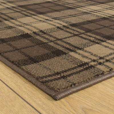 runrug Carpet Runner - Long Hallway Runner - 390cm x 80cm - Tartan, Brown
