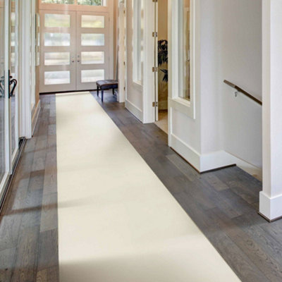 RUNRUG CARPET RUNNER - LONG HALLWAY RUNNER - 450CM X 70CM - PLAIN, CREAM