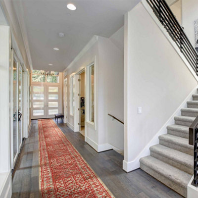 runrug Carpet Runner - Long Hallway Runner - 540cm x 70cm - Afrikans Taupe Red